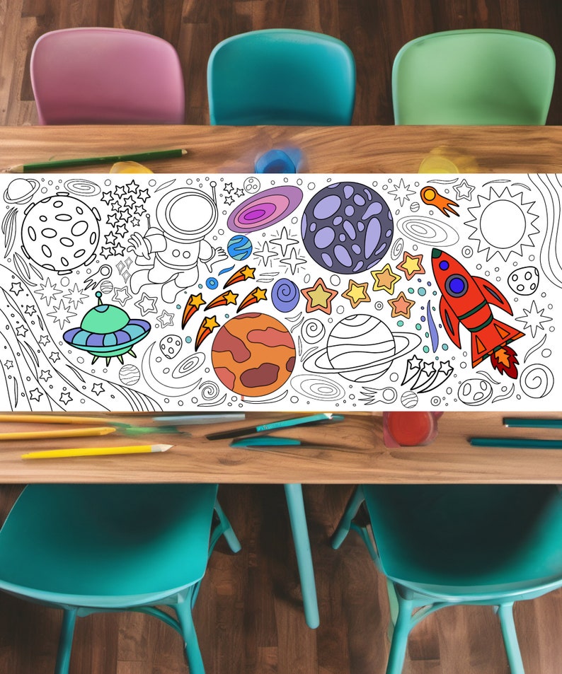 Large Kids Coloring Sheet XL 6ft Outer Space Planets Stars GIANT 6ftx2 ...
