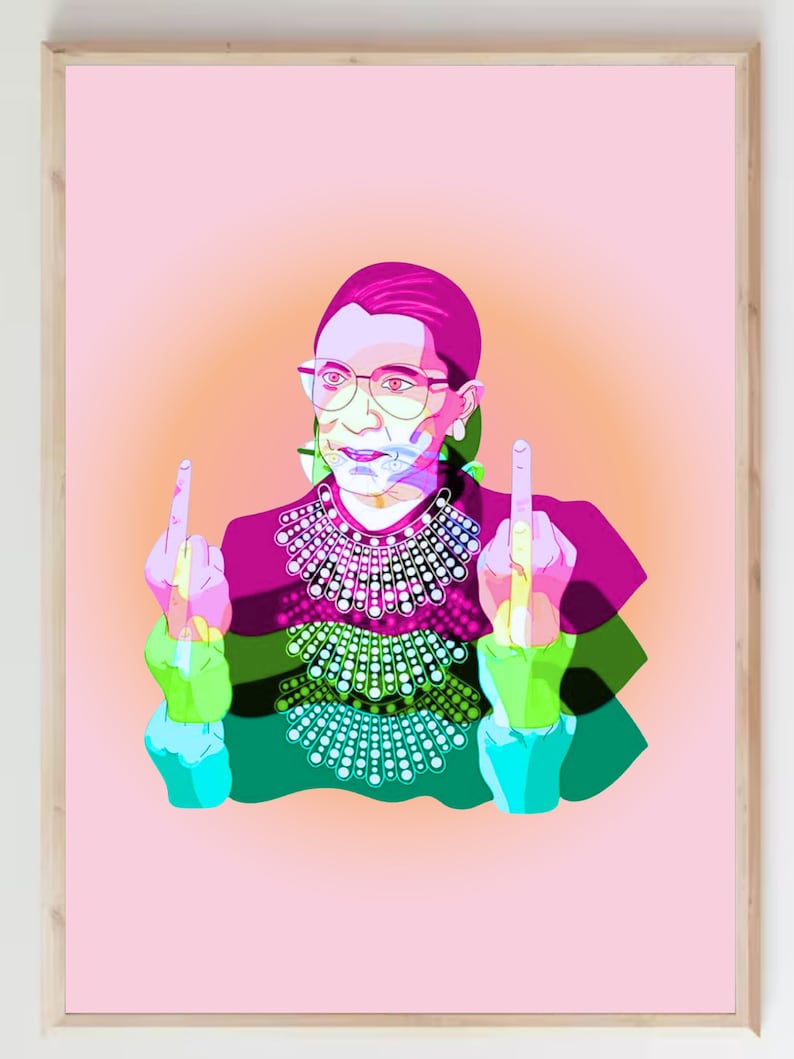 The Notorious RBG; Pink Background; Colored Ruth Bader Ginsburg; Dorm ...