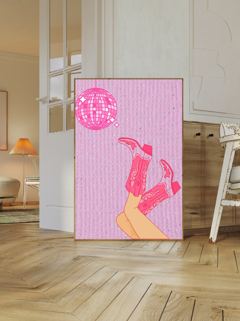 Dancing Cowgirl; Girly Wall Art; Dorm Art; Apartment Art; Aesthetic ...