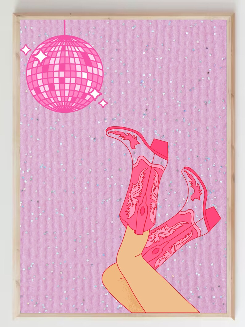 Dancing Cowgirl Girly Wall Art Dorm Art Apartment Art Aesthetic Poster ...