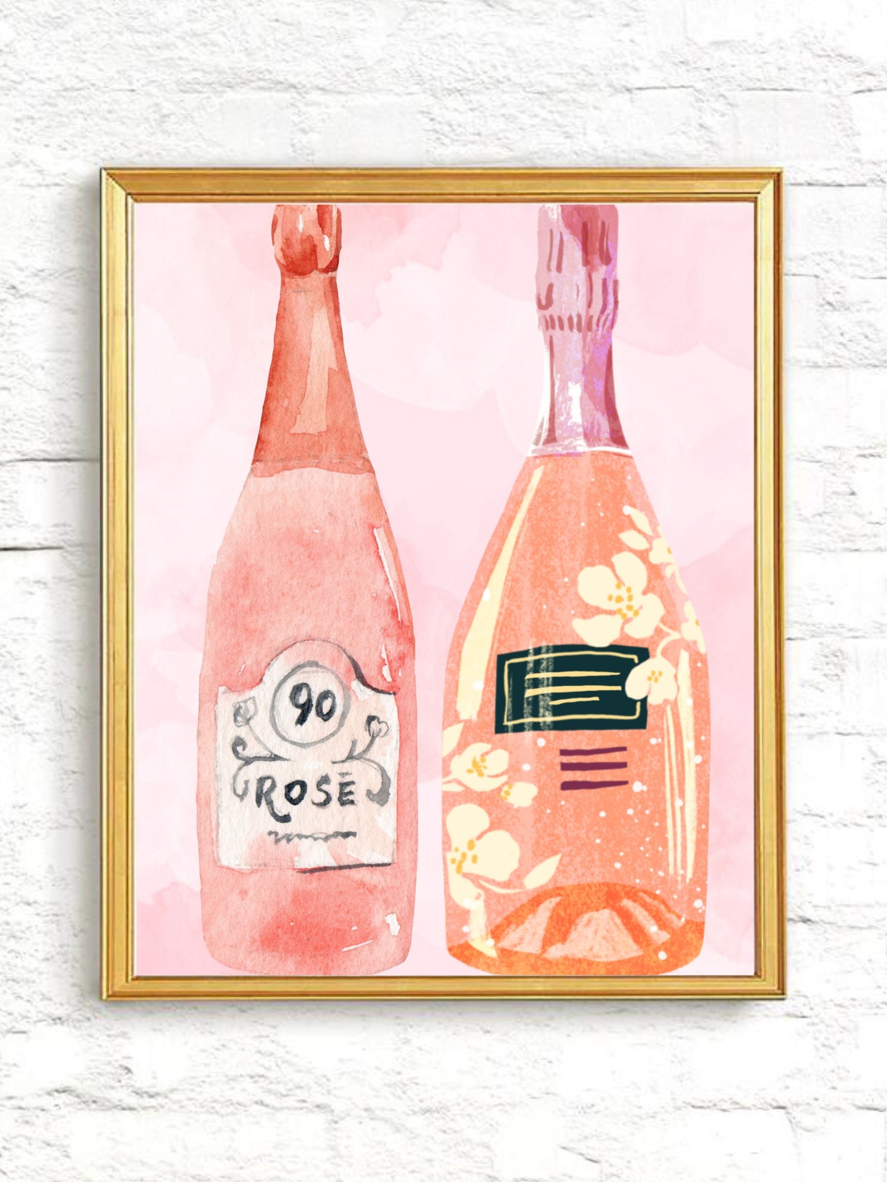 Rosé, Rose Bottles, Pink Drinks, Rosé All Day, Pink Wall Art, Bar Cart ...