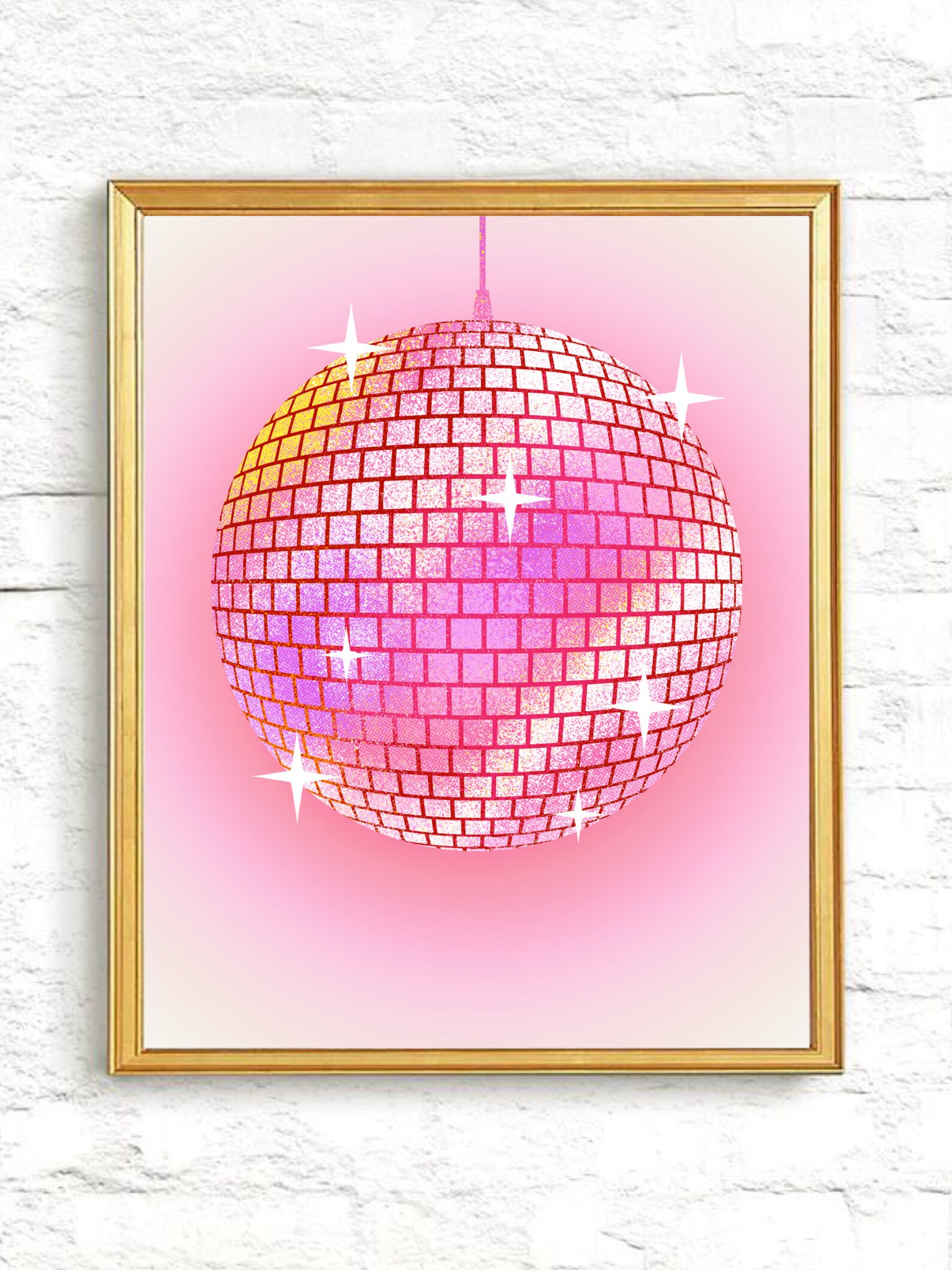 Disco; Pink Disco Ball; Girly Wall Art; Dorm Room Poster; Apartment ...