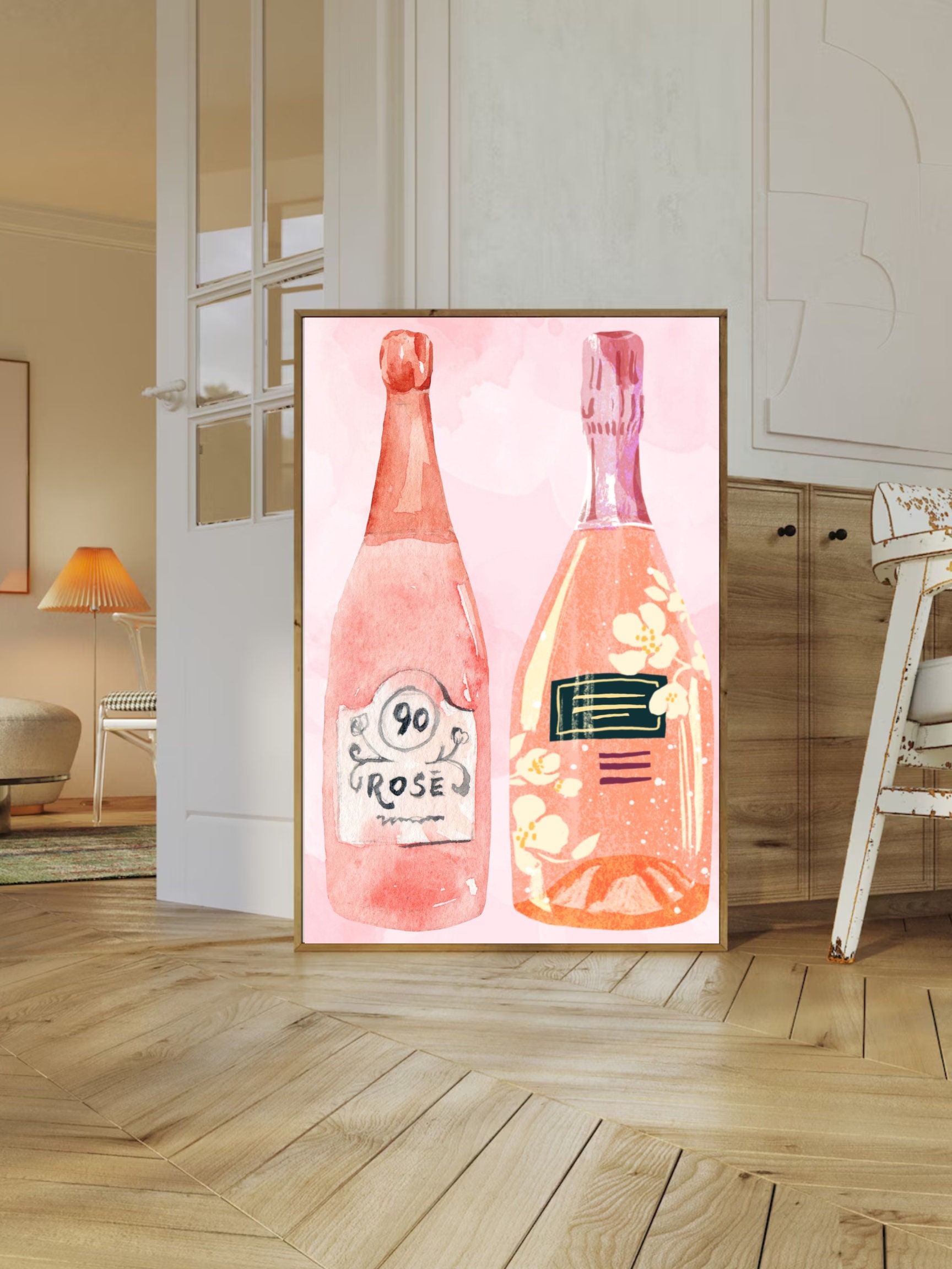 Rosé, Rose Bottles, Pink Drinks, Rosé All Day, Pink Wall Art, Bar Cart ...