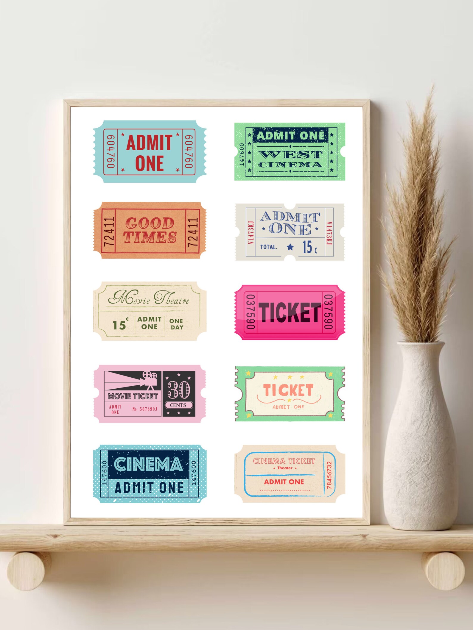 Ticket, Trendy Art, Pink Retro Print, Life Ticket Stub Poster ...