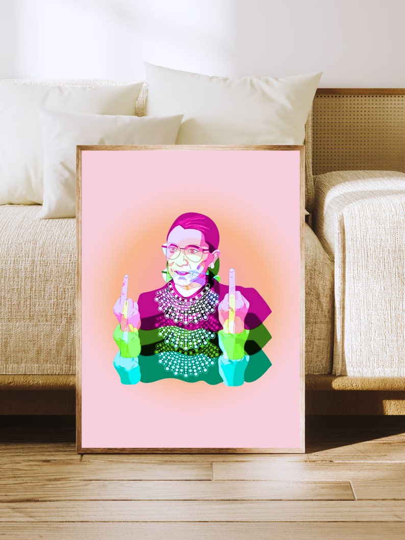 The Notorious RBG; Pink Background; Colored Ruth Bader Ginsburg; Dorm ...