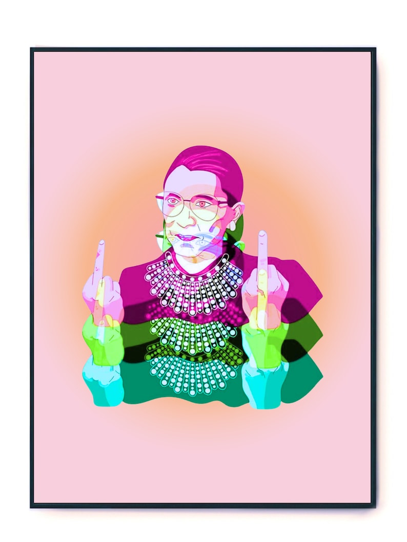 The Notorious RBG; Pink Background; Colored Ruth Bader Ginsburg; Dorm ...