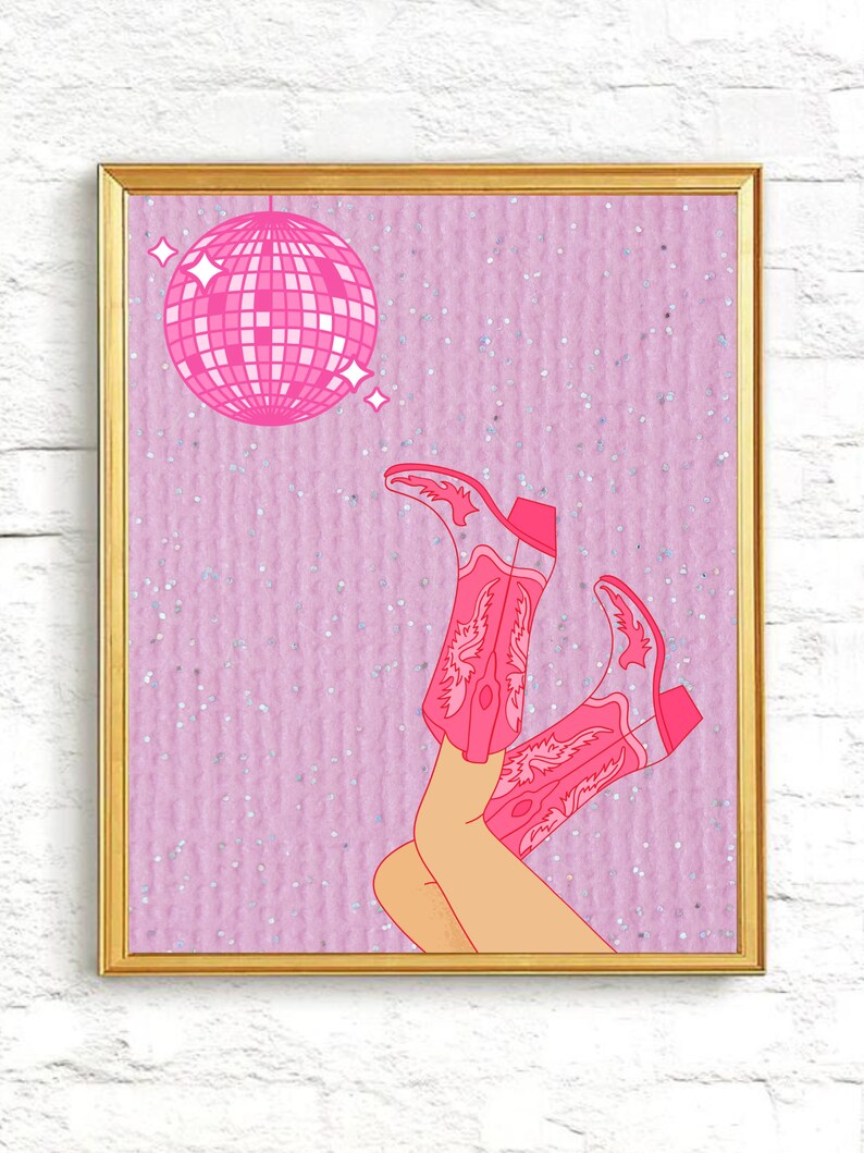 Dancing Cowgirl; Girly Wall Art; Dorm Art; Apartment Art; Aesthetic ...