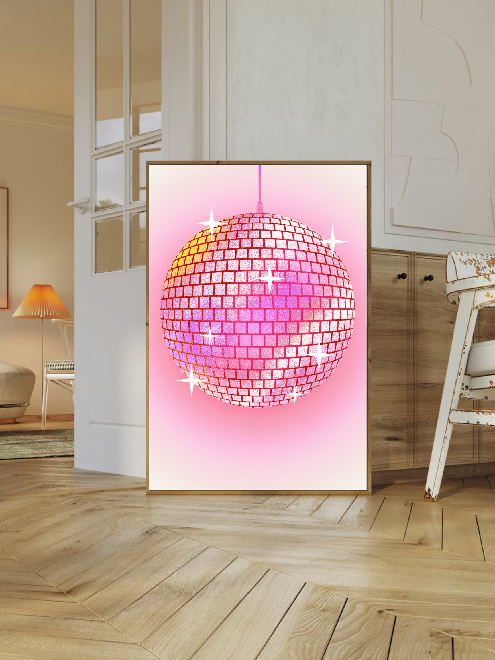 Disco; Pink Disco Ball; Girly Wall Art; Dorm Room Poster; Apartment ...