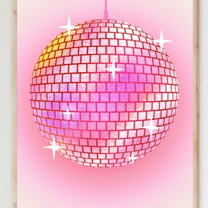 Disco; Pink Disco Ball; Girly Wall Art; Dorm Room Poster; Apartment ...