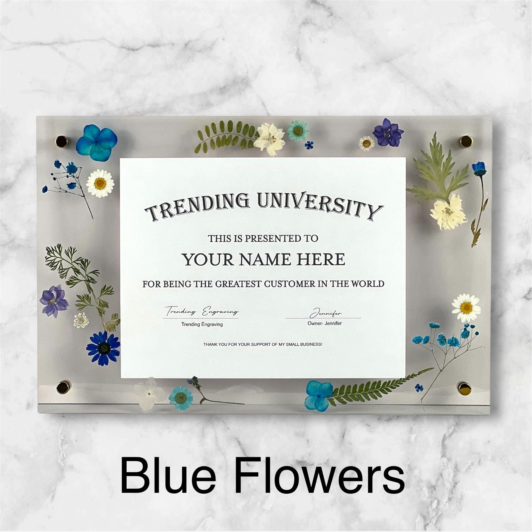 Acrylic Pressed Flower Diploma Frame - Etsy