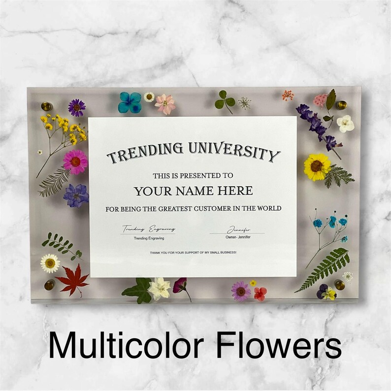 Acrylic Pressed Flower Diploma Frame - Etsy