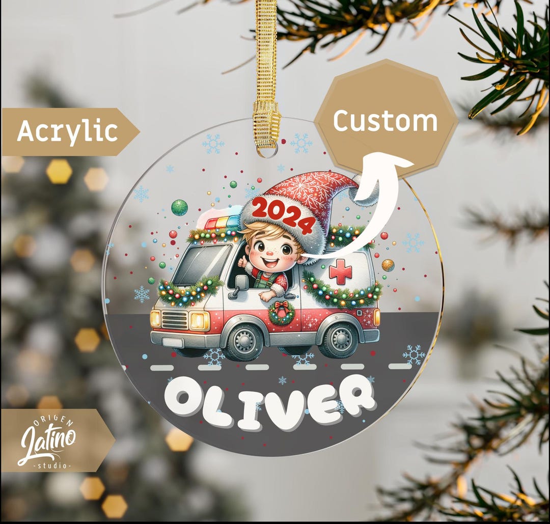 Custom Boy Driving an Ambulance Ornament Personalized Christmas ...