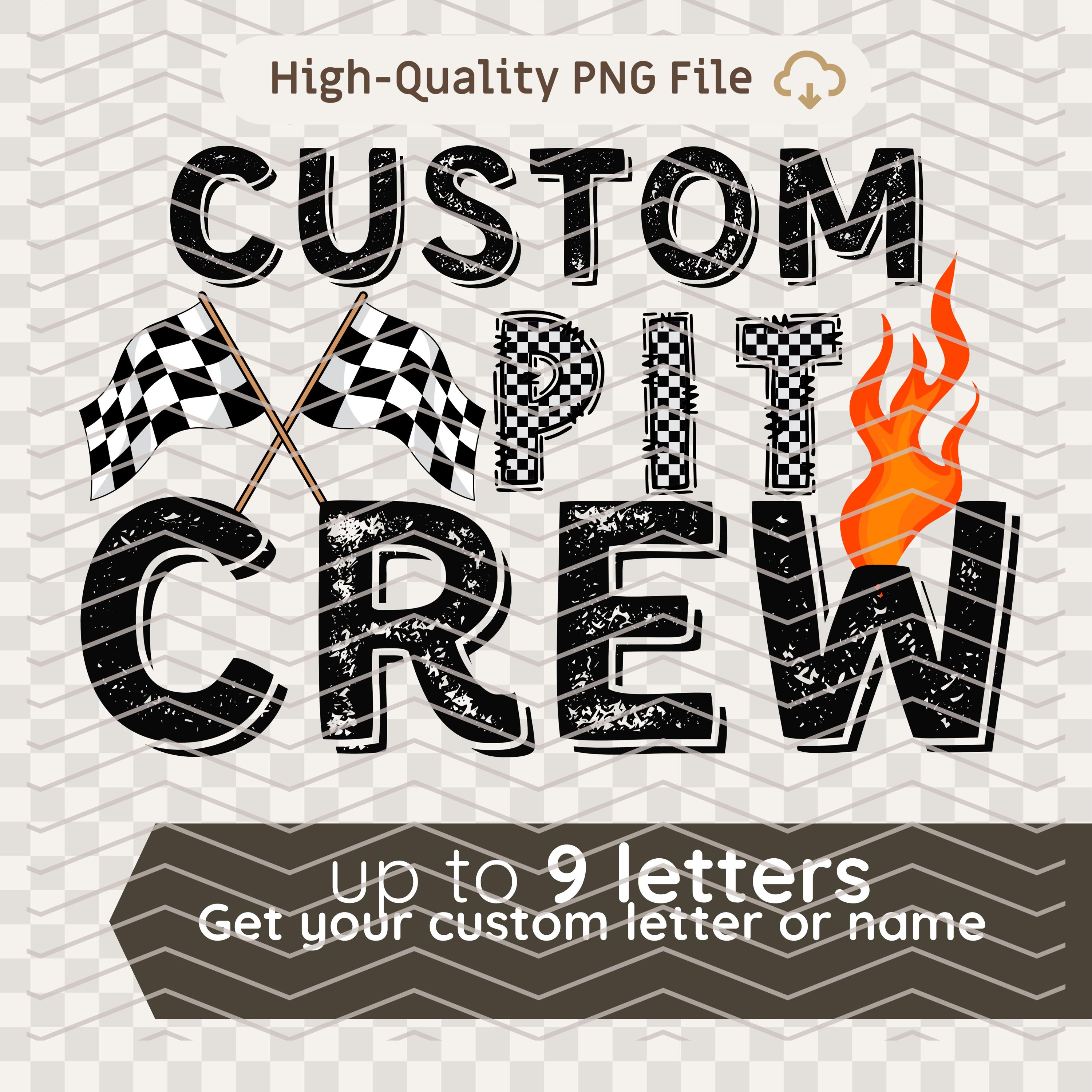 Custom Name Pit Crew Letter PNG Digital File Personalized Font 1 to 14 ...