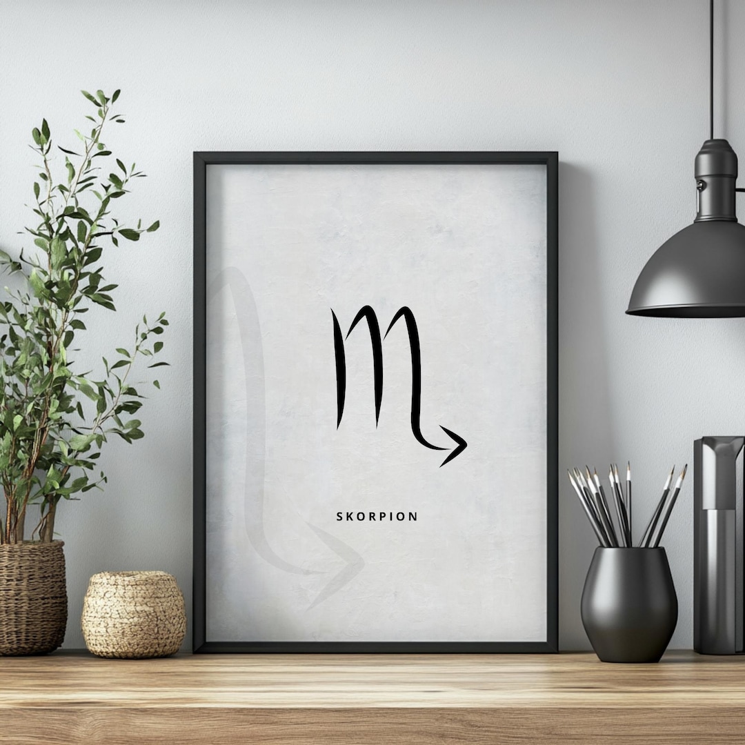Scorpio Zodiac Sign Poster Minimalist Astrology Wall Decoration Grey - Etsy