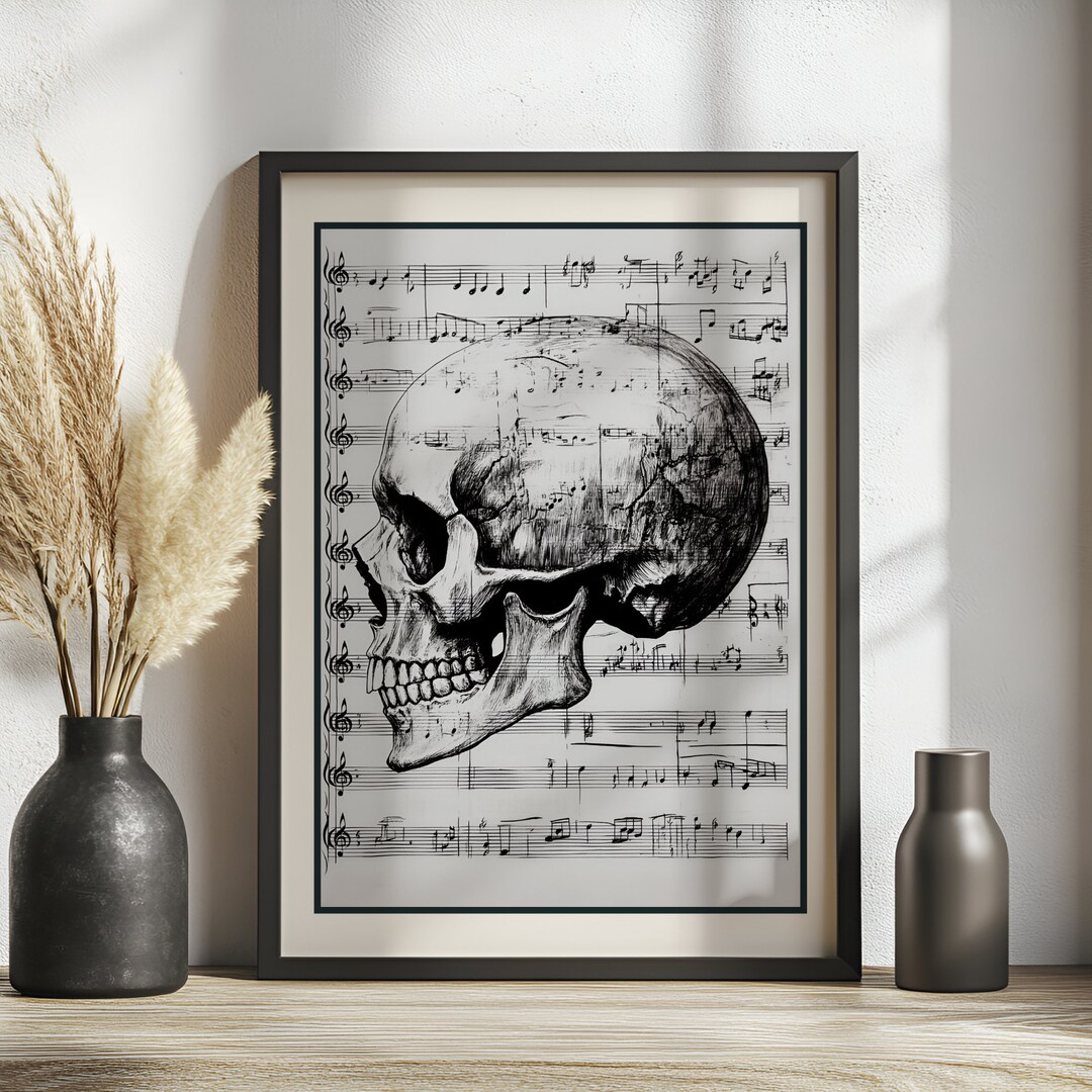 Poster Halloween Skull Music Notes - Etsy