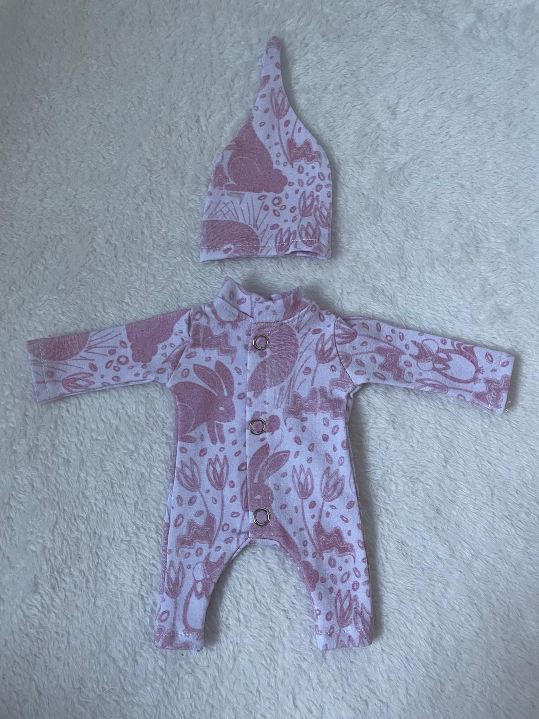 Pink Flower and Small Animal Pajamas - Fits 10" Dolls - Reborn Doll ...