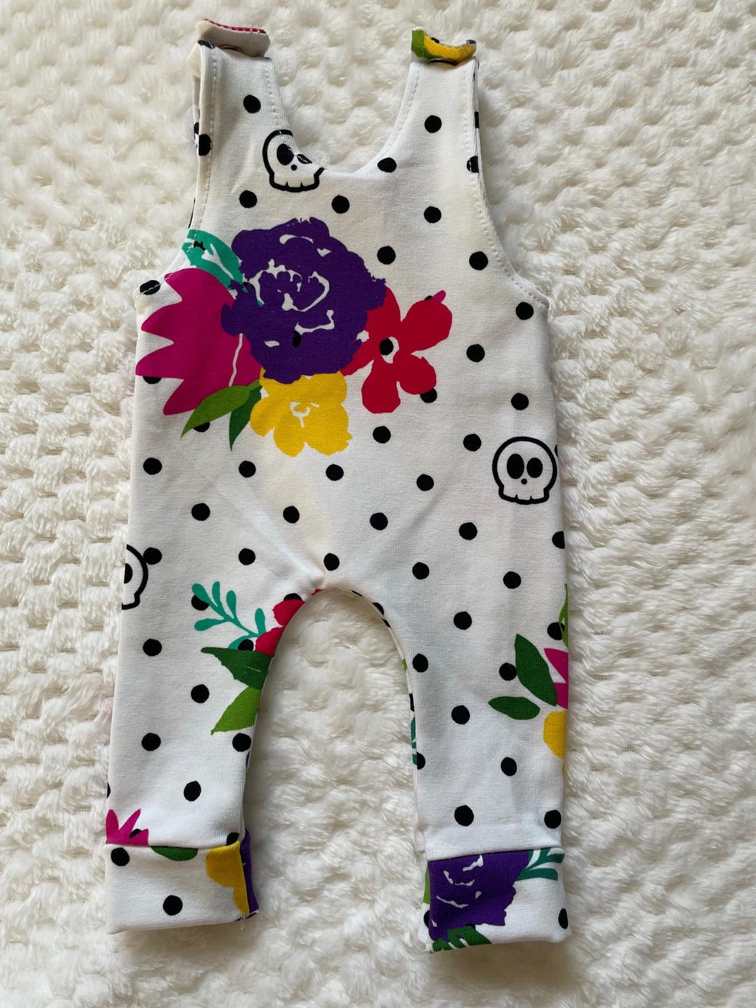 Flower and Polka Dot Overalls - Size Preemie - Reborn Doll Clothes - Etsy