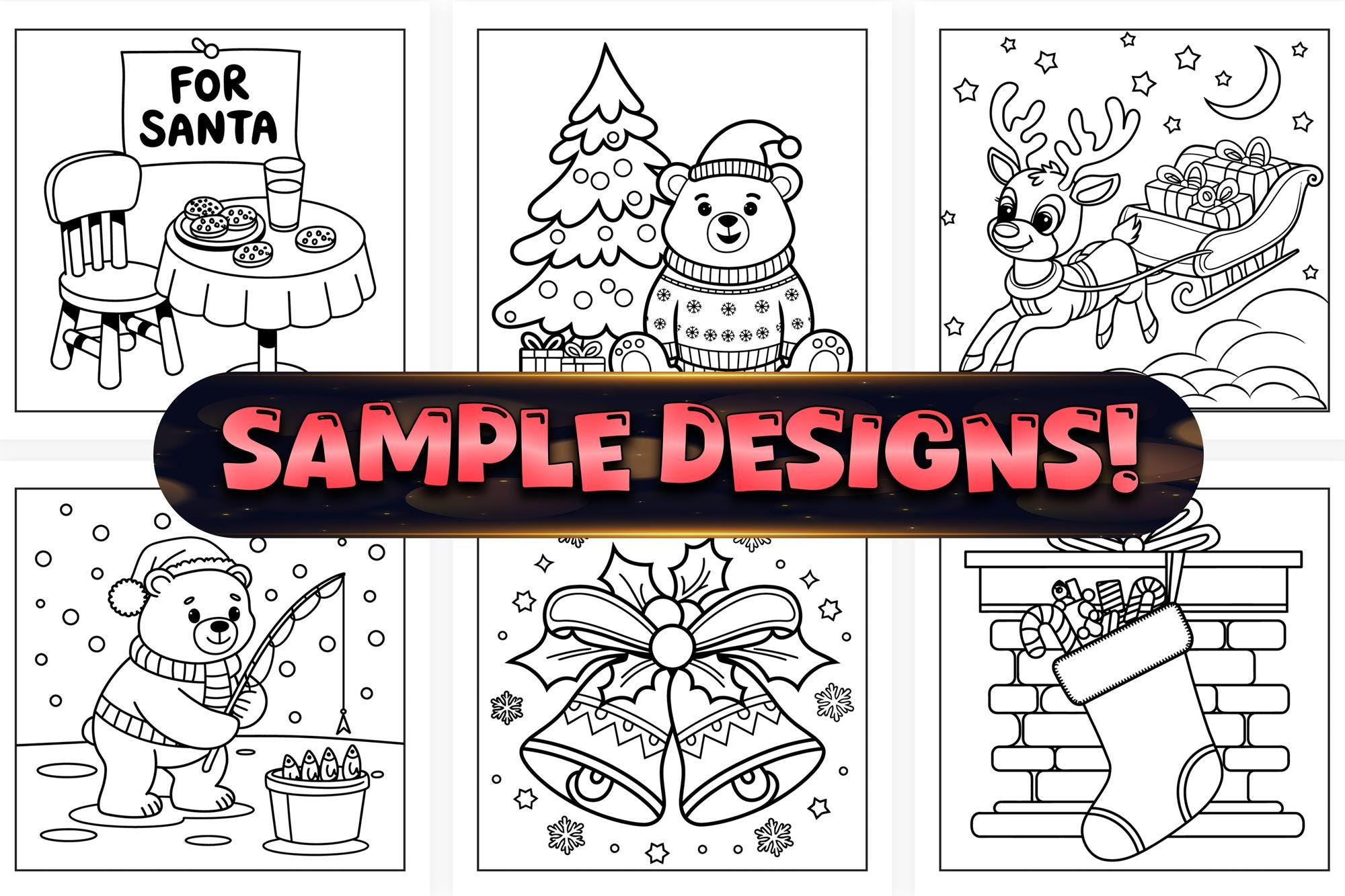 Bold and Easy Christmas Coloring Pages, 30 Pages, 120 Designs ...