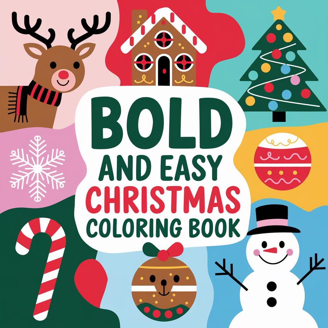 Bold and Easy Christmas Coloring Pages, 30 Pages, 120 Designs ...