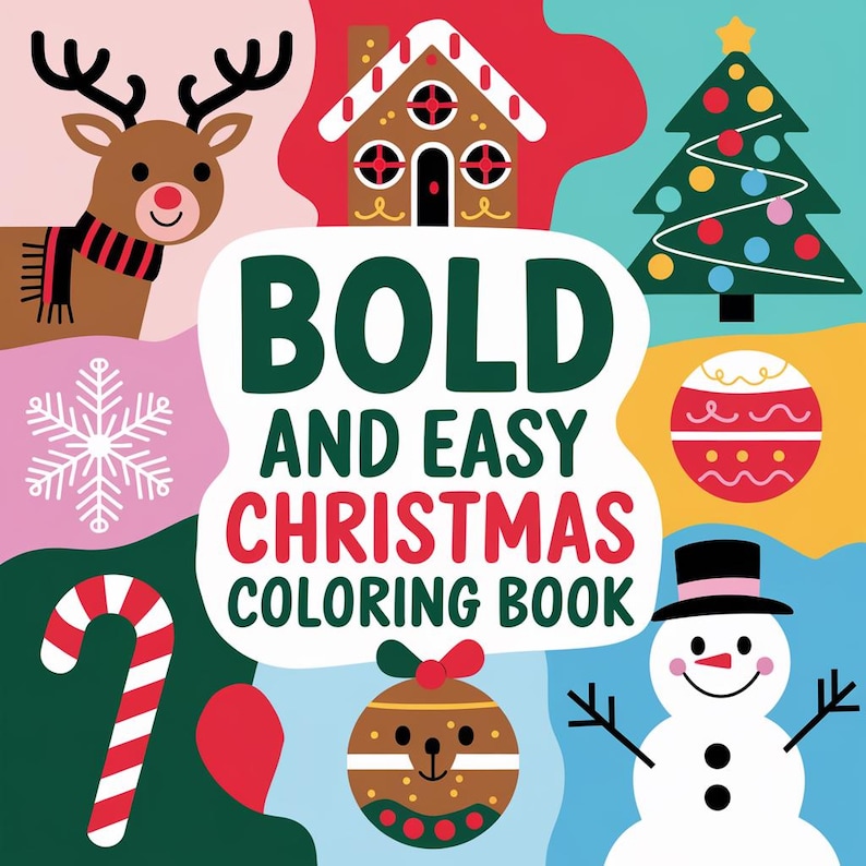 Bold and Easy Christmas Coloring Pages, 30 Pages, 120 Designs ...