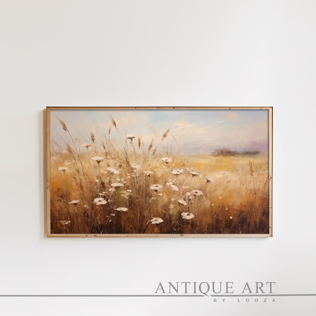 Samsung Frame TV Wildflower Art, Flower Meadow, Warm Tone Field ...