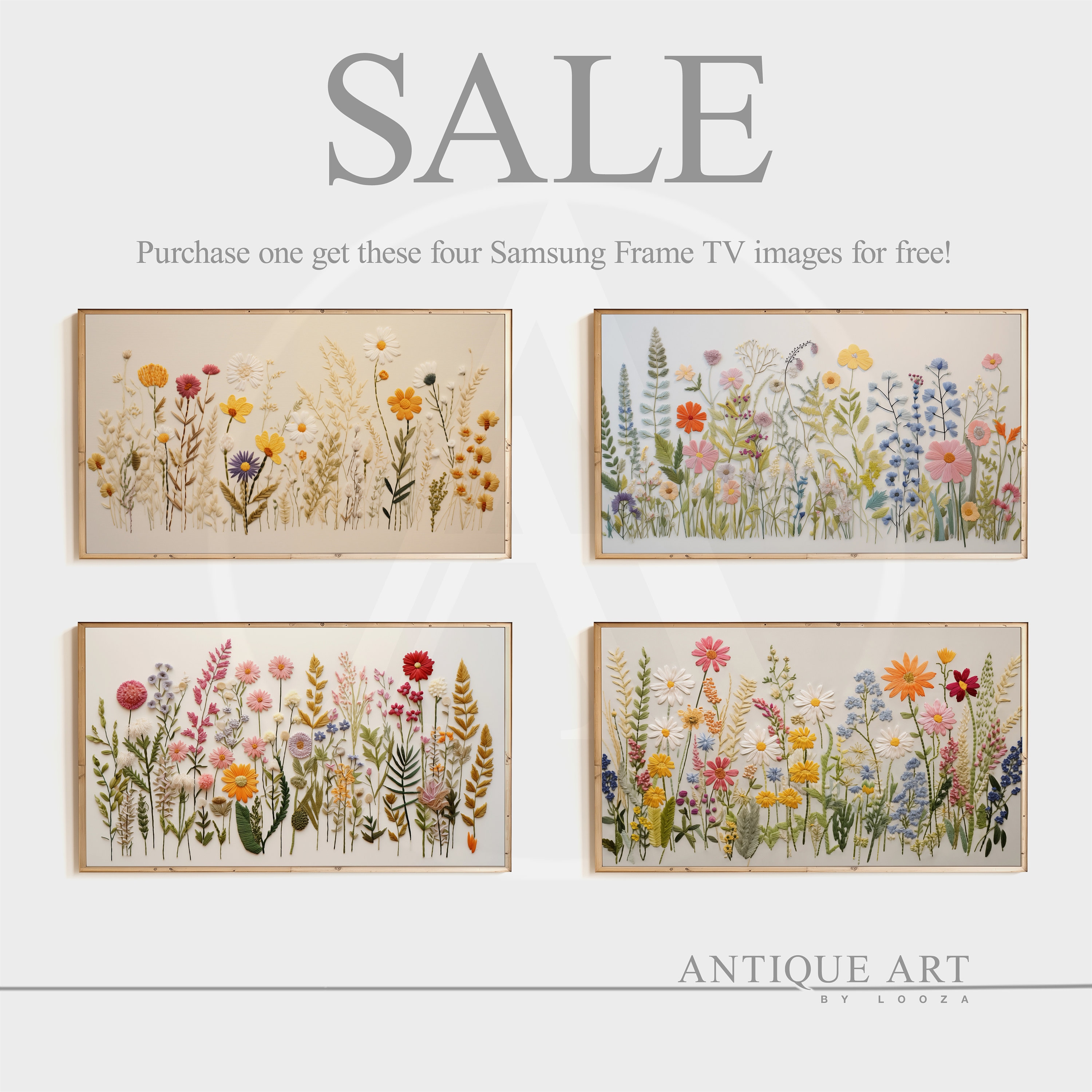 Spring Frame TV Art Bundle | Instant Download | Wildflower Floral ...