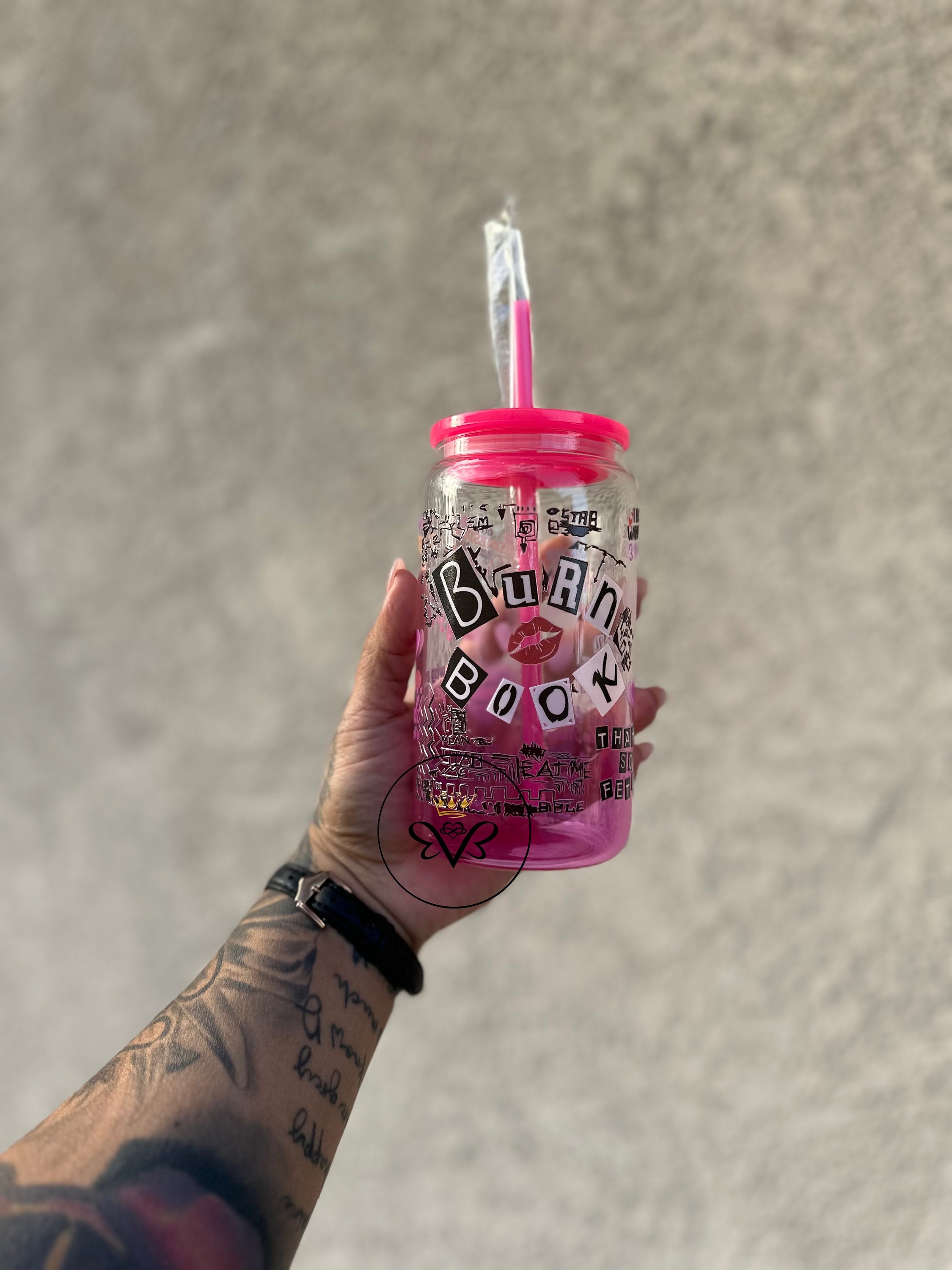 16oz Burn Book Pink Ombre Glass Cup - Etsy