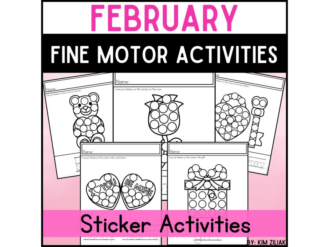 February-valentine Fine Motor Sticker Activities - Etsy