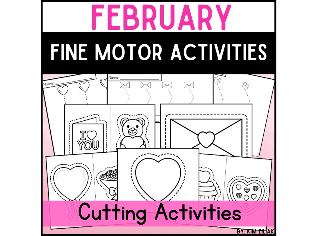 February-valentine Fine Motor Cutting Activities - Etsy