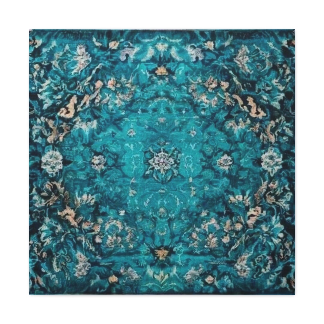 Teal Persian Rug-inspired Print5 on Canvas - Etsy