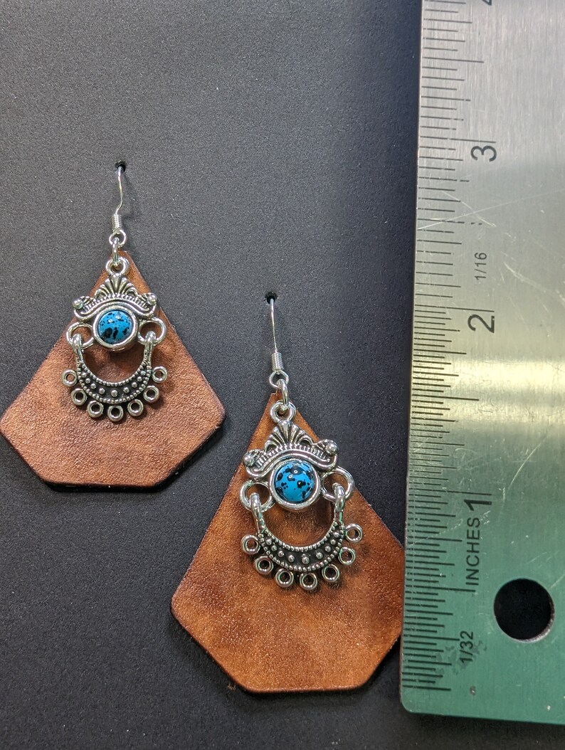 Beautiful Handmade Leather Earrings With Silver Adornment a Very ...