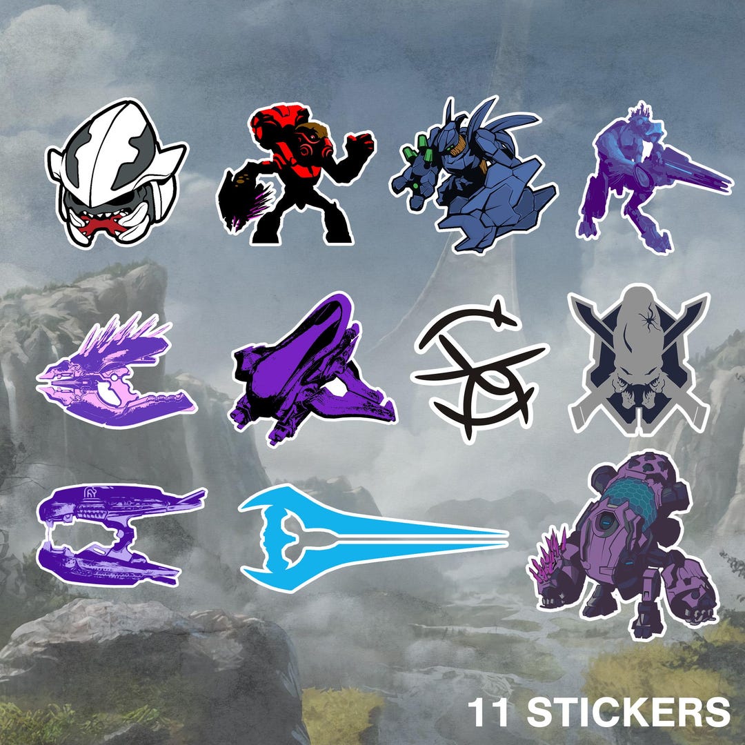 Halo Sticker Pack Elite Sticker, Hunter Sticker, Grunt Sticker, Needler ...