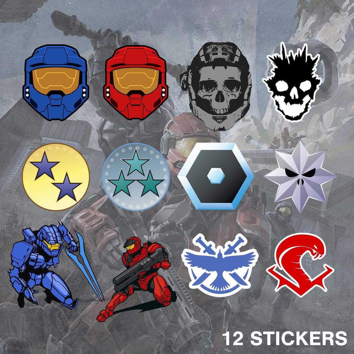 Halo Sticker Pack | Spartan Sticker, Multiplayer Medal Sticker, Helmet ...