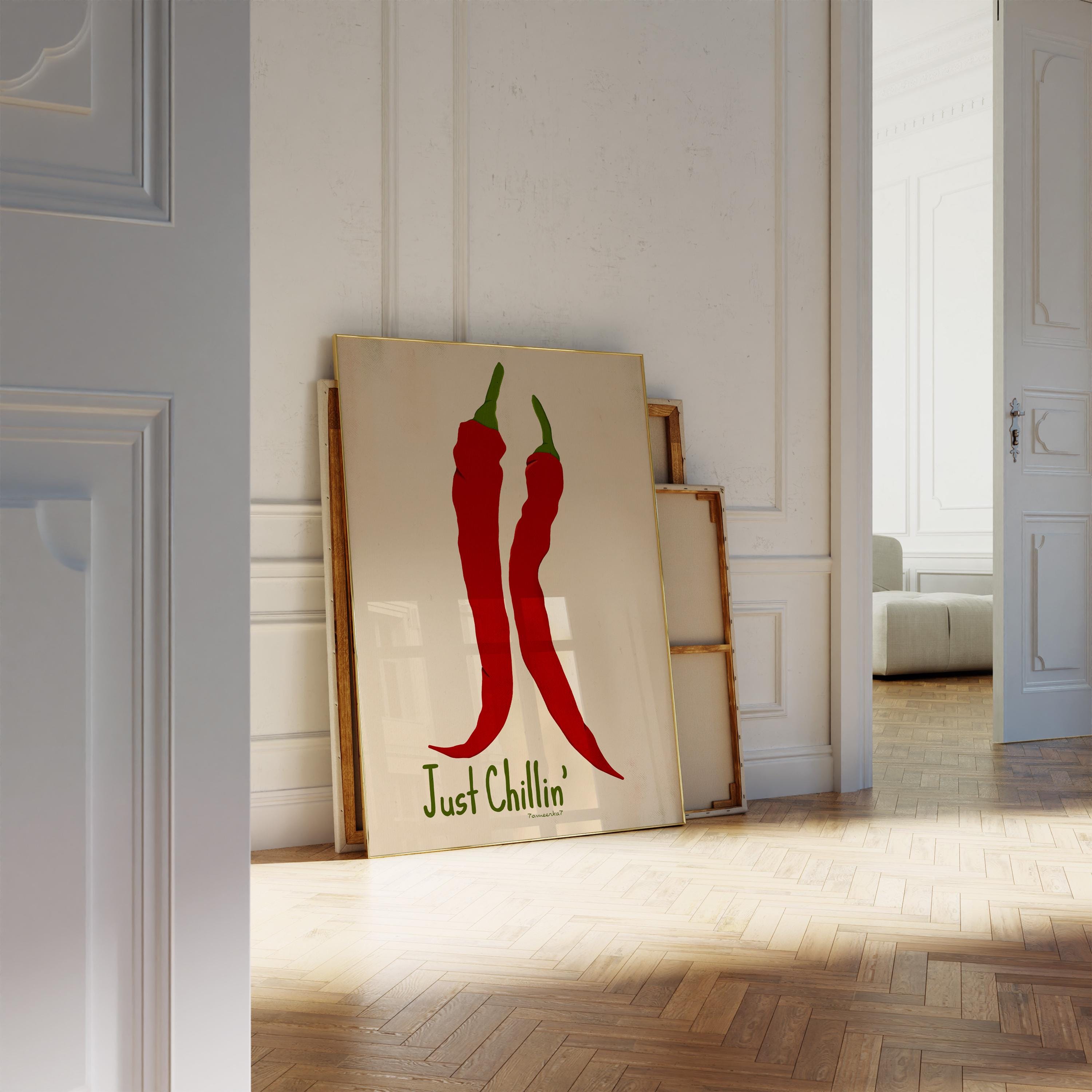 Just Chillin' Print - Hand Drawn Chili Pepper Print, Modern Dinning ...