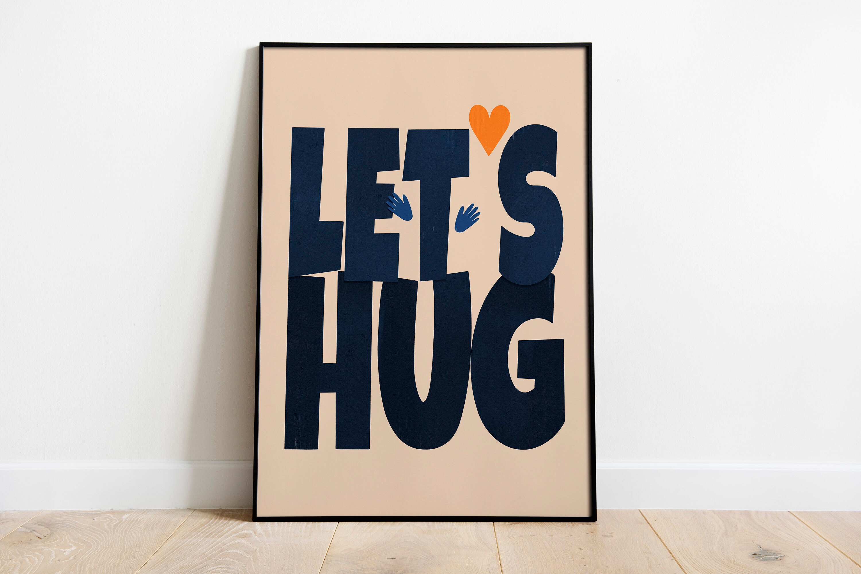 Let's Hug Print Modern Quirky Typography Poster Bedroom Wall Art ...