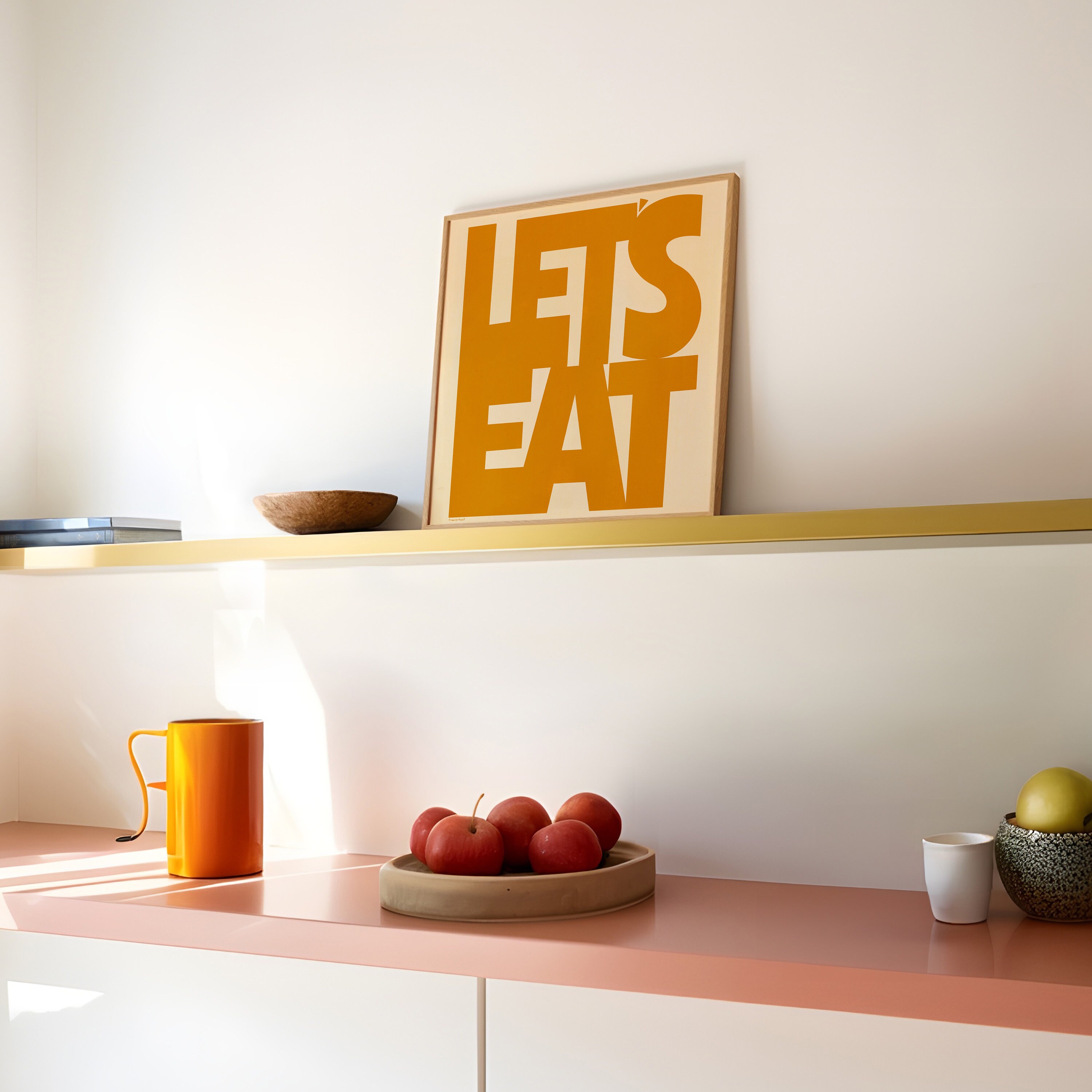 Let's Eat Printable Kitchen Wall Art Retro Wall Art Kitchen Print ...