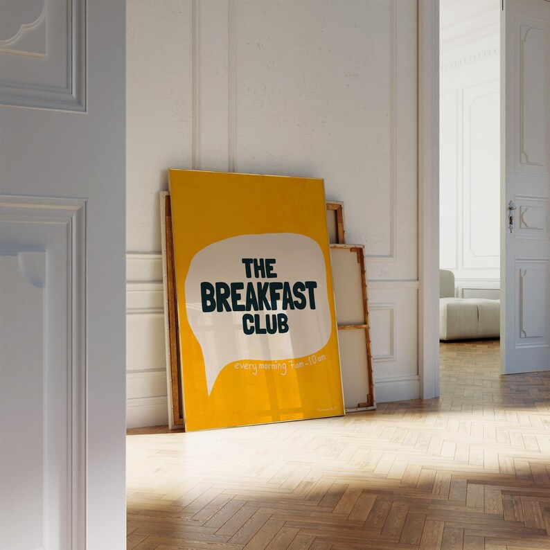 Breakfast Club Print - Trendy Kitchen Poster, Breakfast Wall Art, Retro ...
