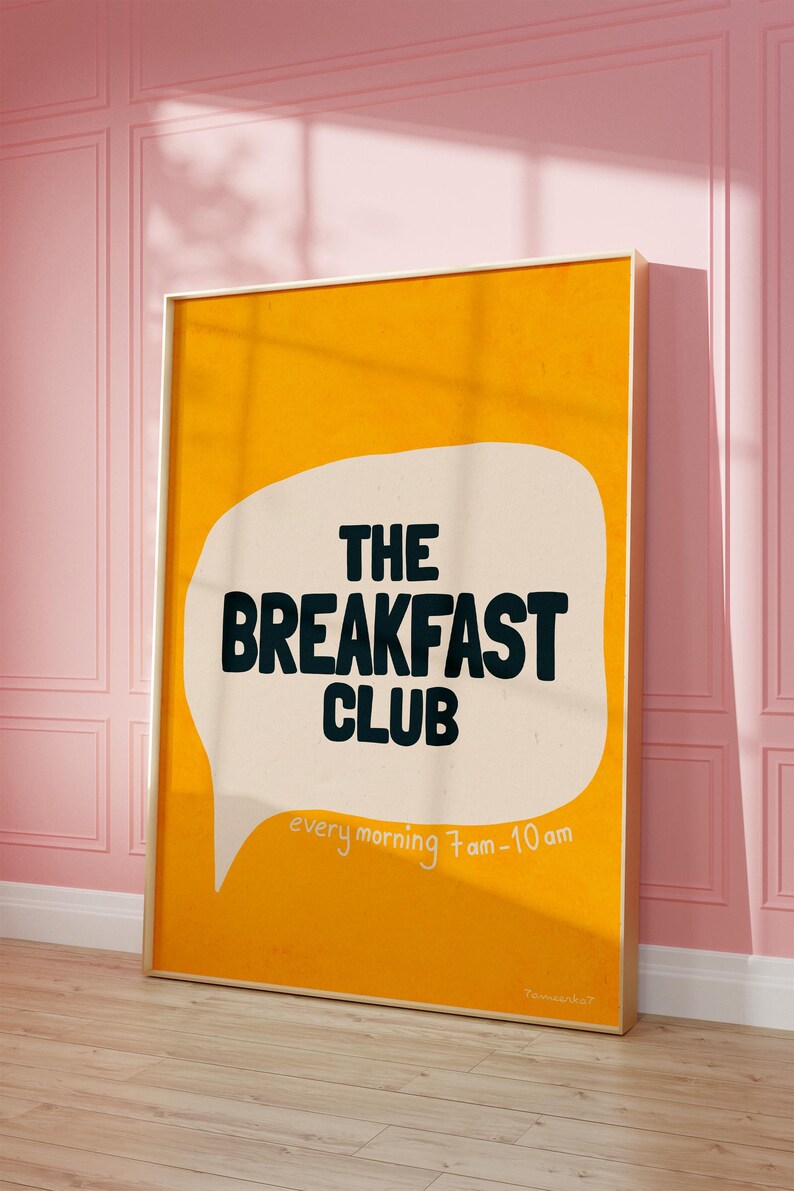 Breakfast Club Print - Trendy Kitchen Poster, Breakfast Wall Art, Retro ...