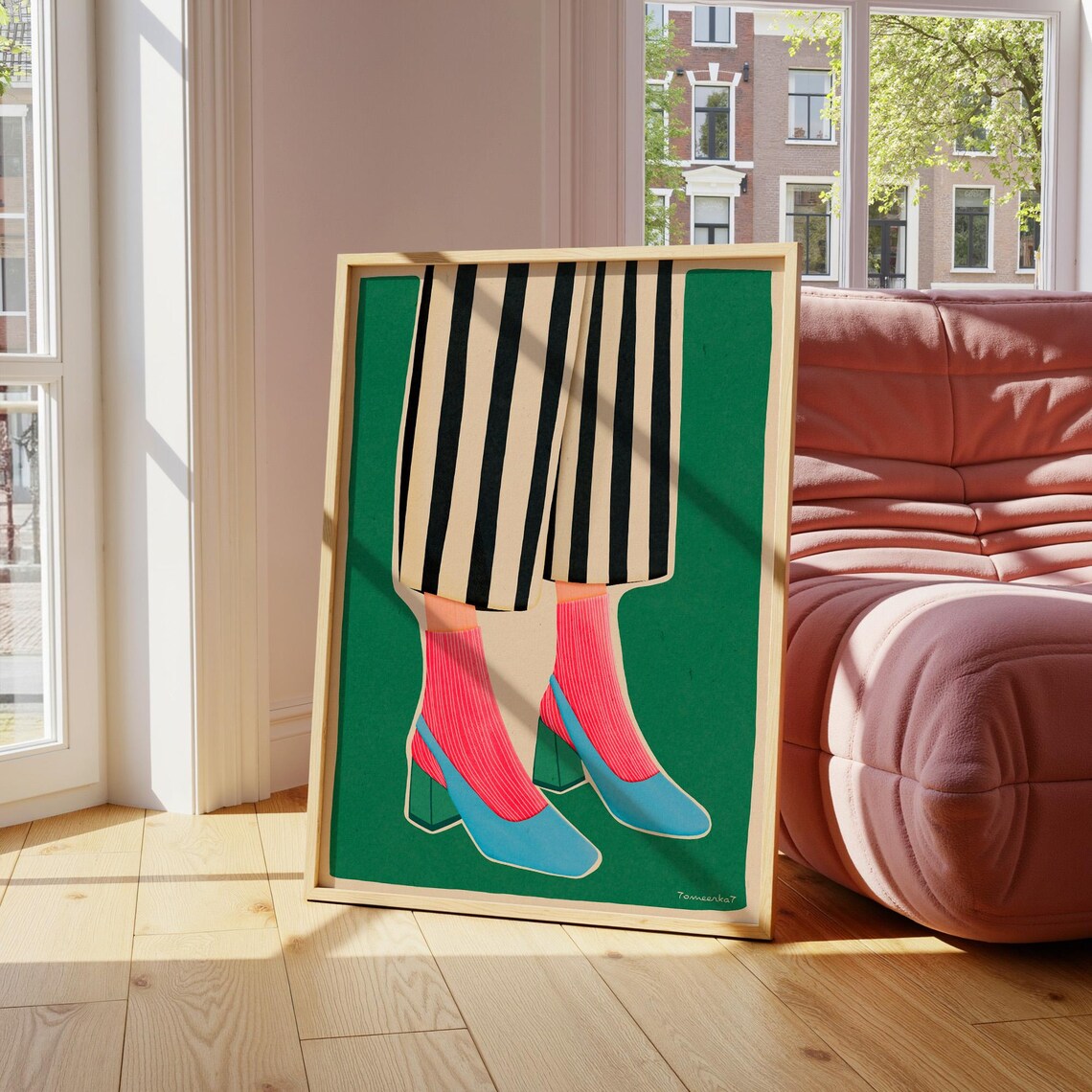 Funky Fashion Print - Colorful Maximalist Wall Art, Preppy Dopamine ...