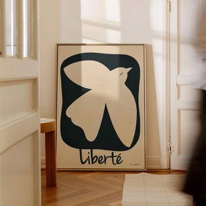 Liberté Abstract Bird Print - Black and Beige Wall Art, Aesthetic ...