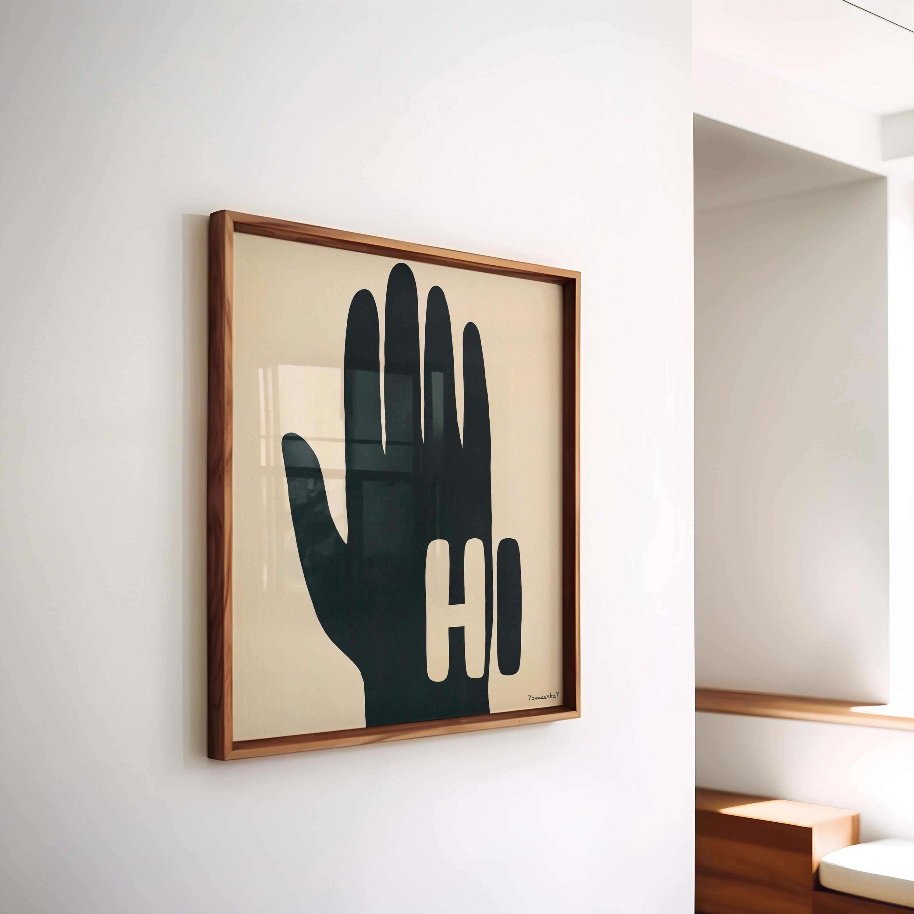 Hand-drawn Hand Wall Art - Hi Print, Entryway Wall Art Print, Neutral ...