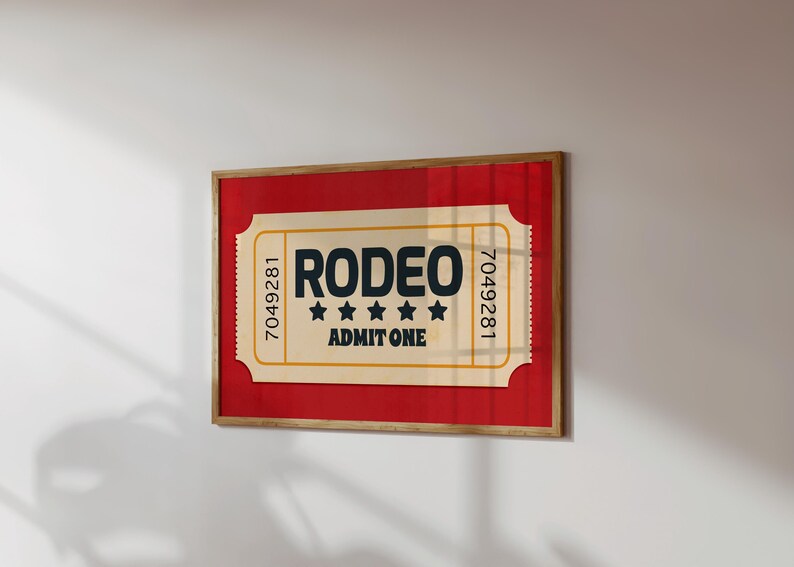 Rodeo Ticket Print - Western Decor, Retro Western Poster, Vintage ...