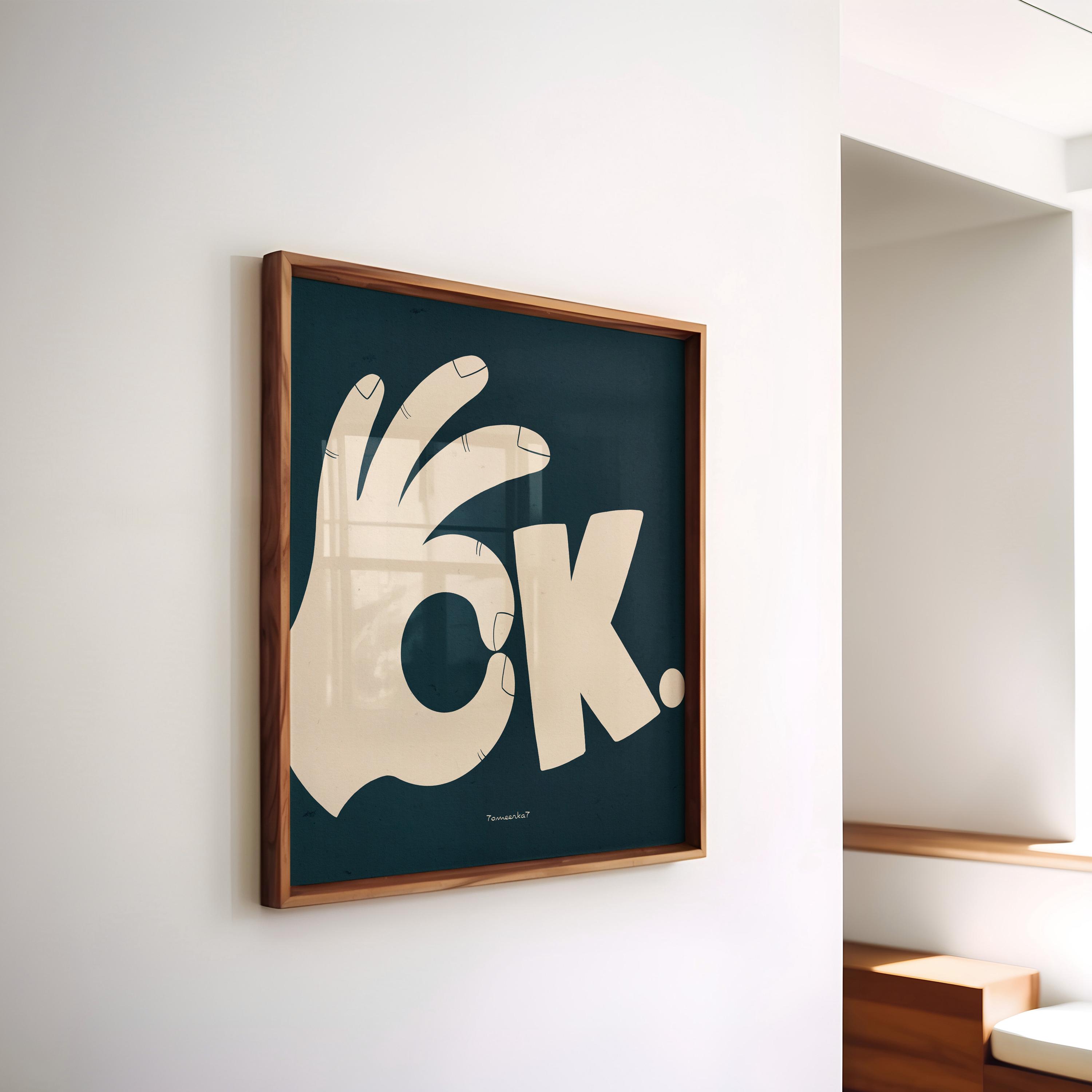 OK Print Typography Funky Wall Art - Retro Aesthetic Poster, Okay ...