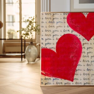 I Love You Print - Red Love Poster, Retro Print, Red Wall Art, Love ...