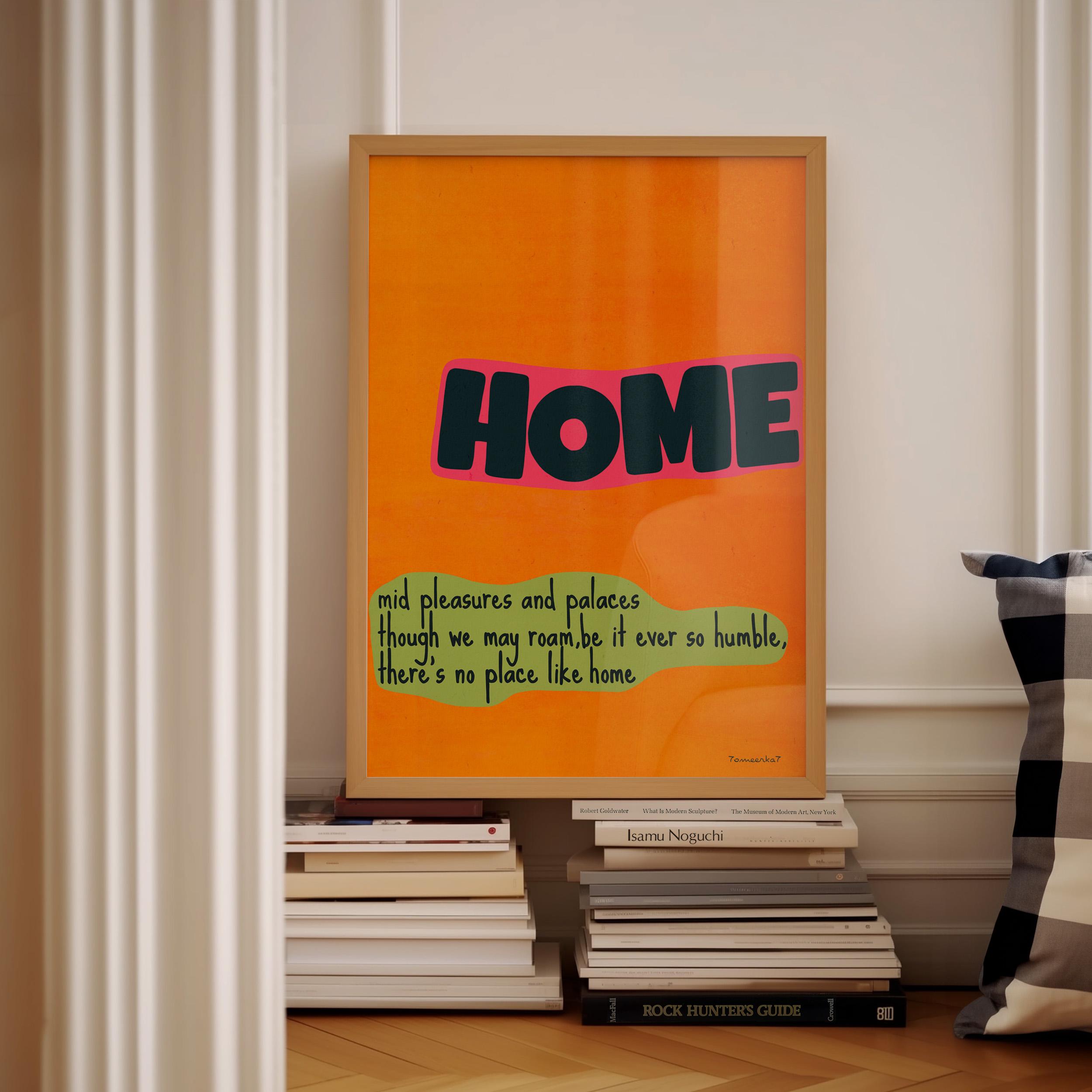 Retro Home Print - Abstract Funky Wall Art, Uplifting Quote ...