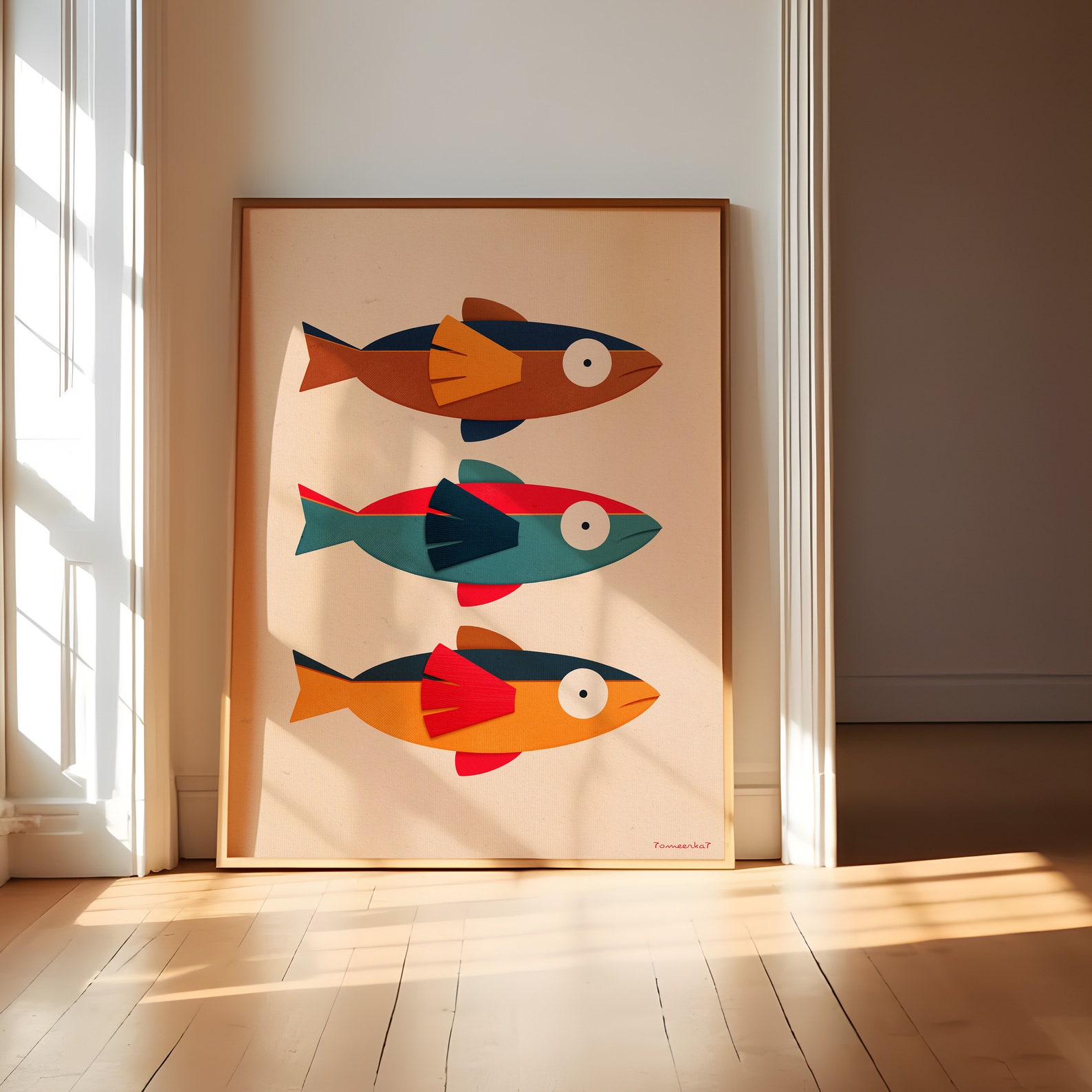 Colorful Fish Print, Minimalist Fish Nautical Wall Art, Marine Print ...