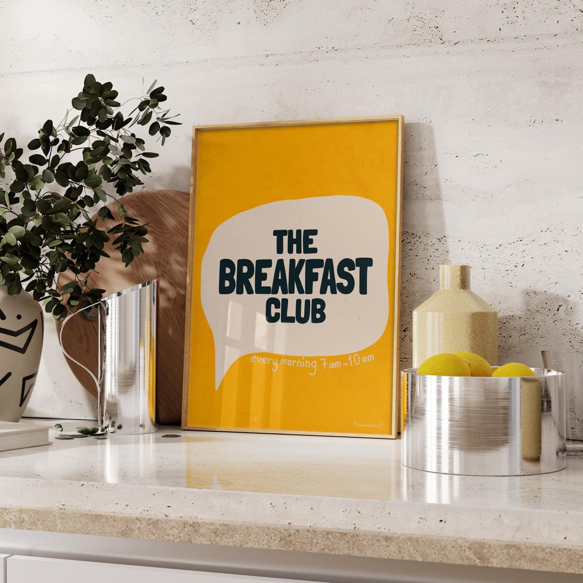 Breakfast Club Print - Trendy Kitchen Poster, Breakfast Wall Art, Retro ...