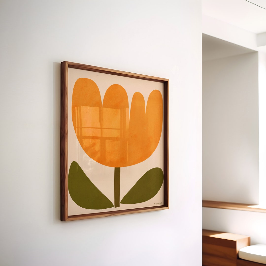 Yellow Tulip Print - Abstract Flower Wall Art, Tulip Poster, Botanical ...