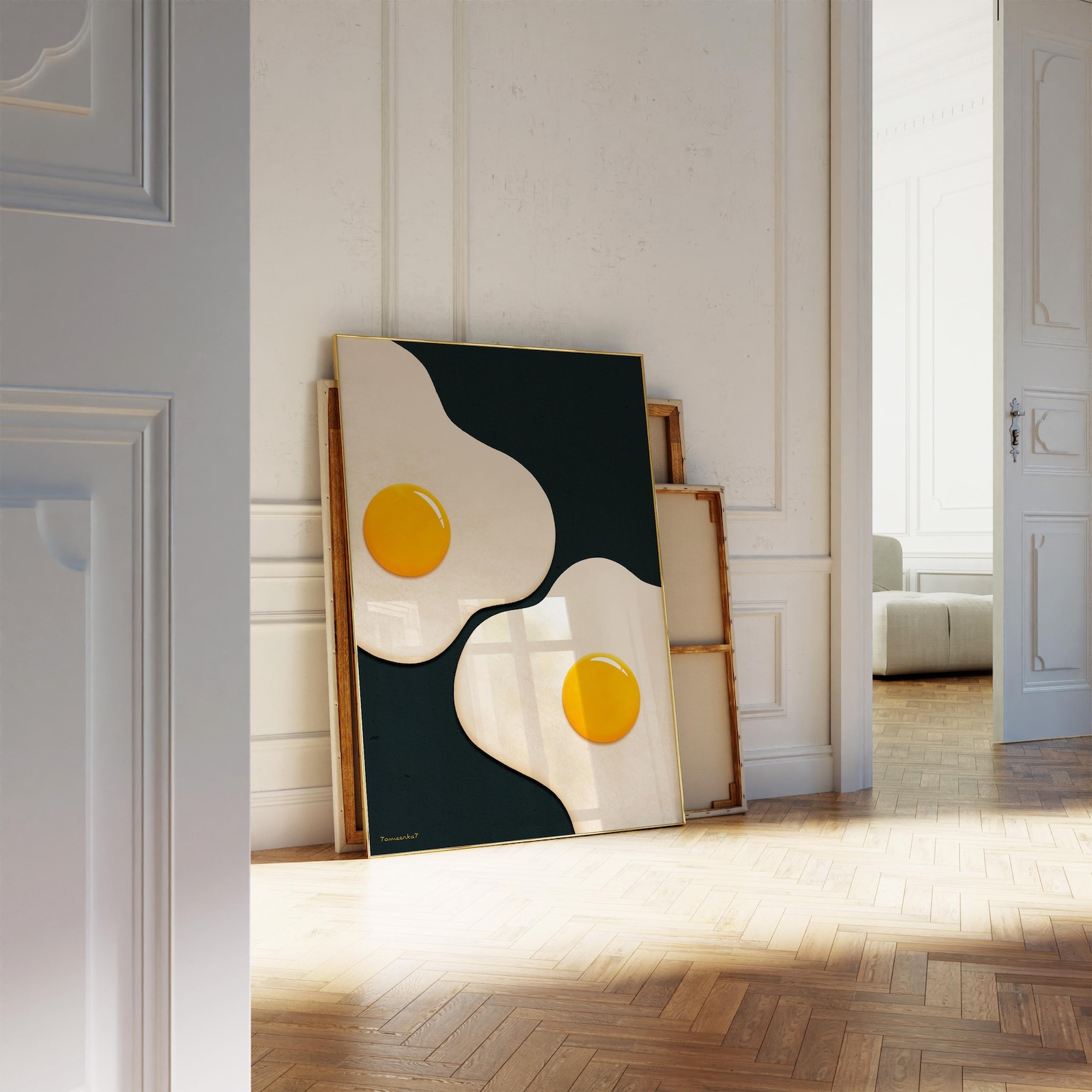 Sunny Side up Egg Wall Art, Abstract Kitchen Print Breakfast Print ...