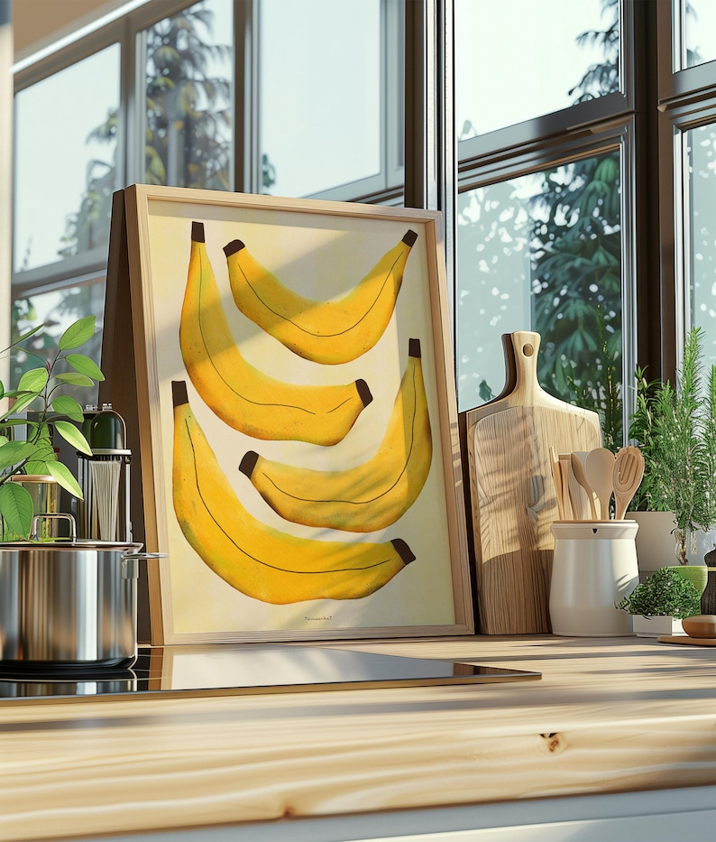 Bananas Print - Fruit Market Print, Abstract Wall Art, Banana Trendy ...
